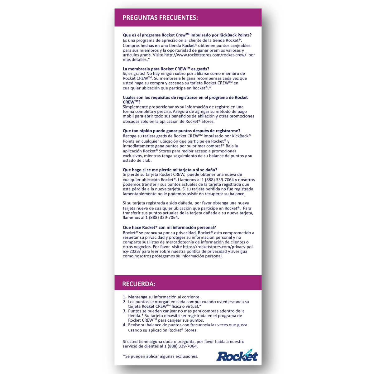 Rocket Crew Brochures - Spanish – KickBack POP